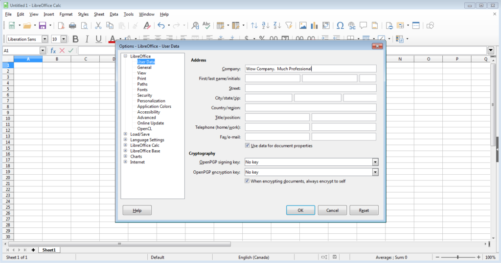 Guide: LibreOffice Calc Part 1: Initial Configuration - Freezenet.ca