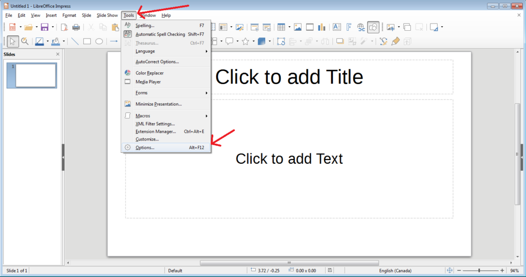 Guide: LibreOffice Impress Part 1: Initial Configuration - Freezenet.ca