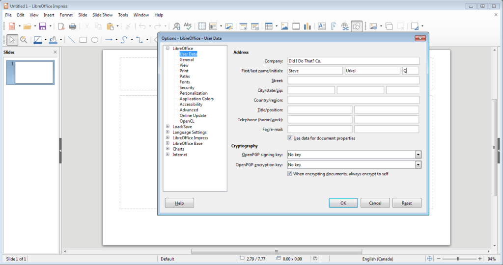 Guide: LibreOffice Impress Part 1: Initial Configuration - Freezenet.ca
