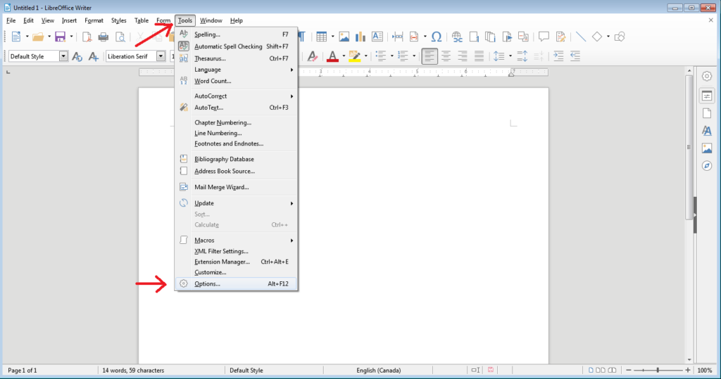 Guide: LibreOffice Writer Part 1: Initial Configuration - Freezenet.ca