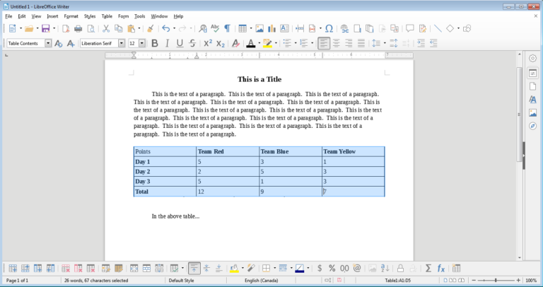 Guide: LibreOffice Writer Part 4: Tables - Freezenet.ca
