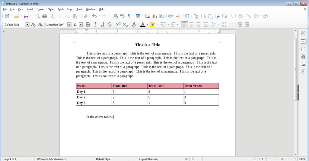 Guide: LibreOffice Writer Part 4: Tables - Freezenet.ca