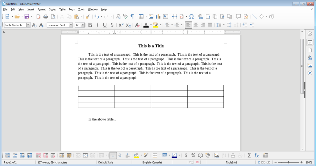 Guide: LibreOffice Writer Part 4: Tables - Freezenet.ca